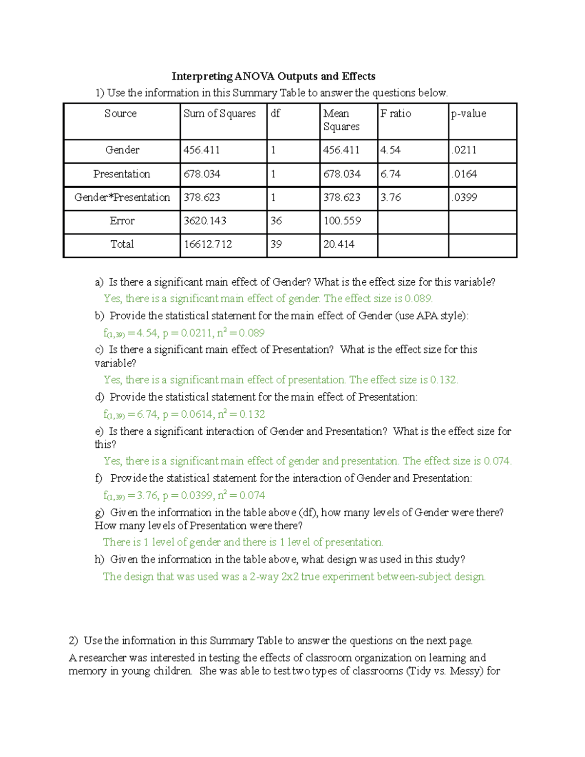 Interpreting Anova Outputs and Effects - Interpreting ANOVA Outputs and ...