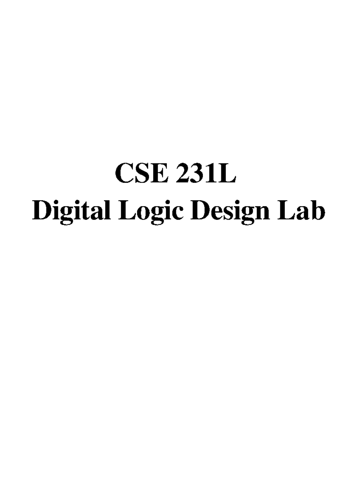 Outline - lab manual - CSE 231L Digital Logic Design Lab North South University Department of ...