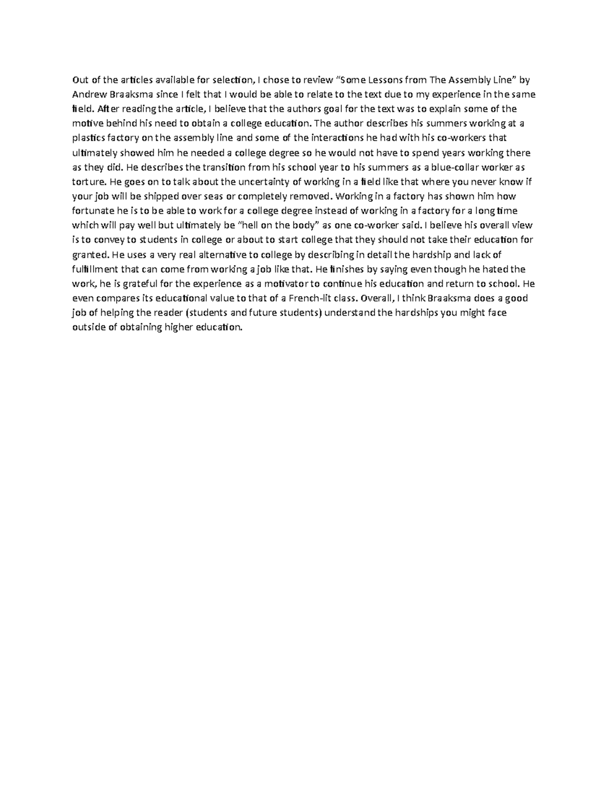 Writing Notes 1-7 - Out of the articles available for selection, I ...