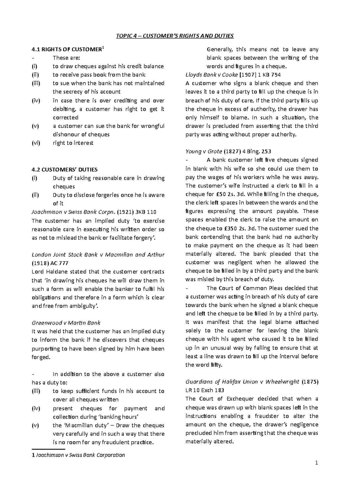 Topic 4 - Customer's Rights and Duties - TOPIC 4 – CUSTOMER’S RIGHTS ...