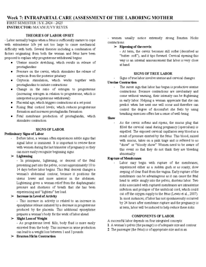 Maternal week 7 8 9 - Week 7-8 - Week 7: Intrapartal Care (Assessment ...