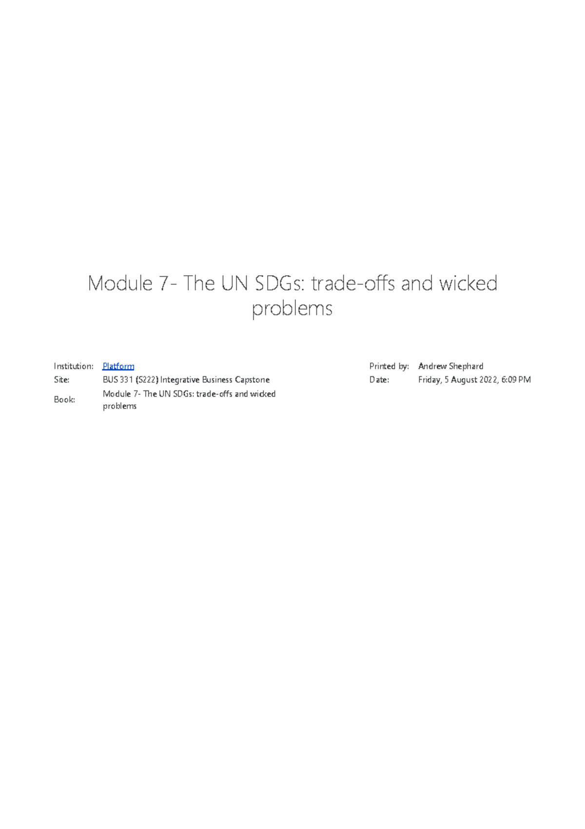 Module 7- The UN SDGs trade-offs and wicked problems - Module 7- The UN ...