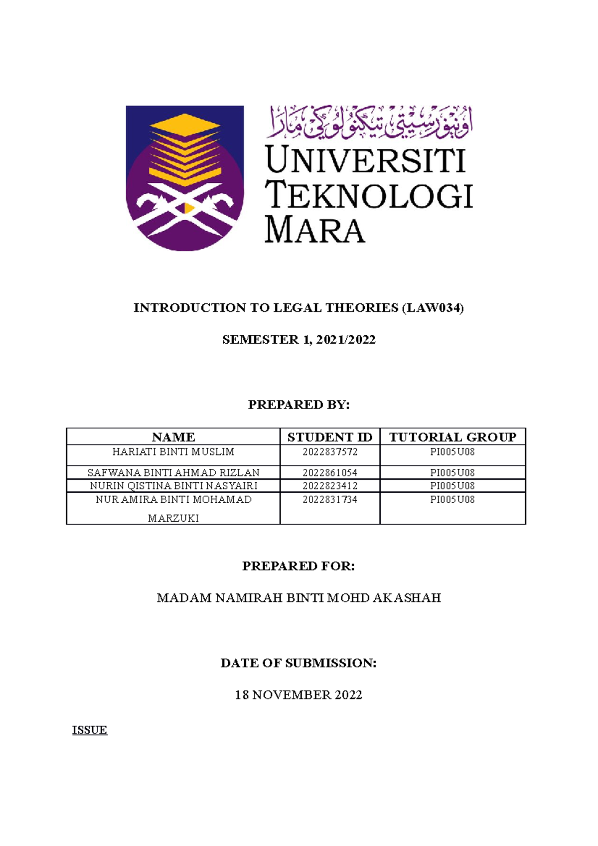 Movie analysis - INTRODUCTION TO LEGAL THEORIES (LAW034) SEMESTER 1 ...
