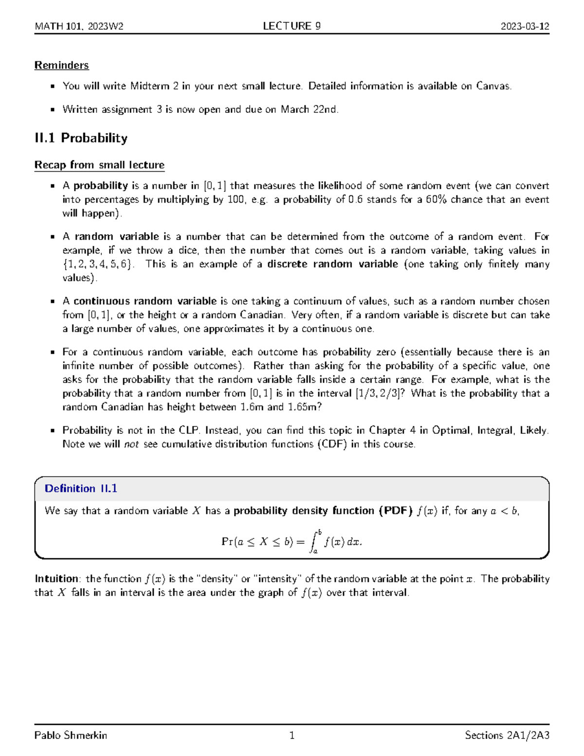 L9 1593276857 - Reminders You will write Midterm 2 in your next small ...