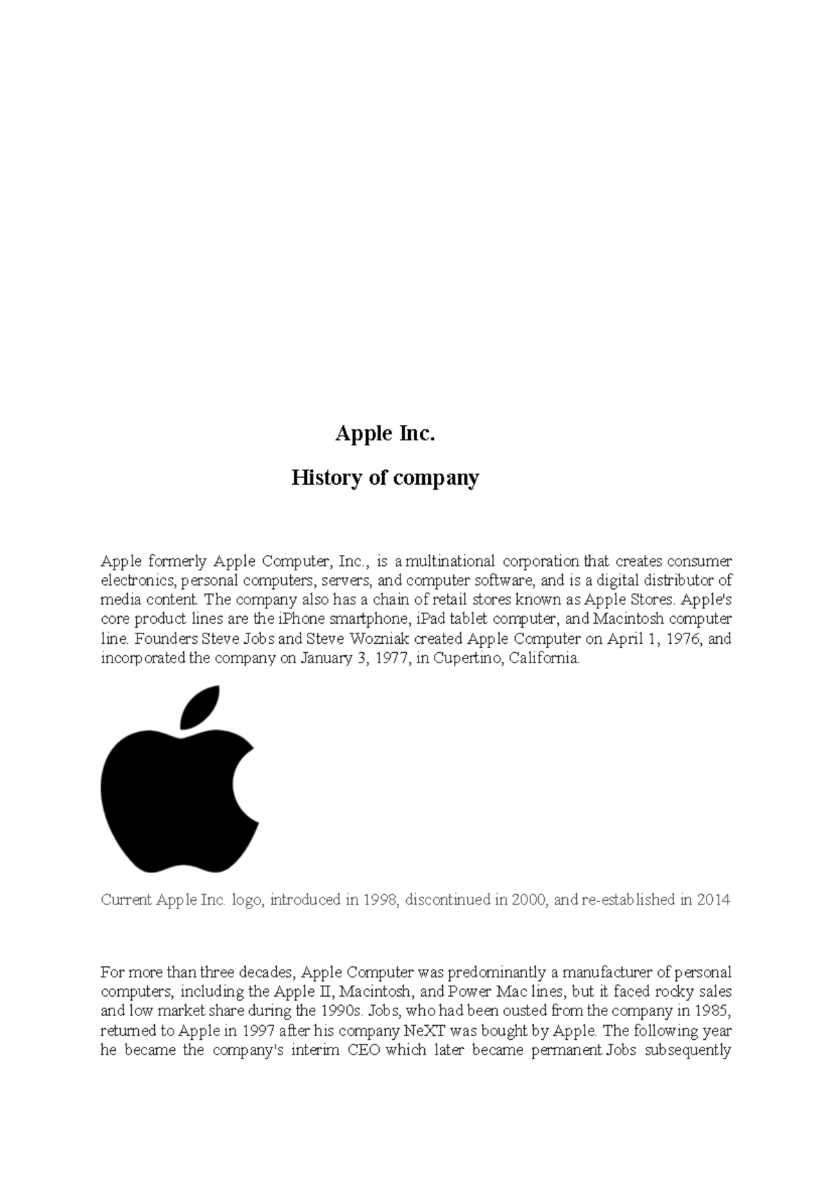 241 Saloni Maheshwari - Apple Inc. History of company Apple formerly ...