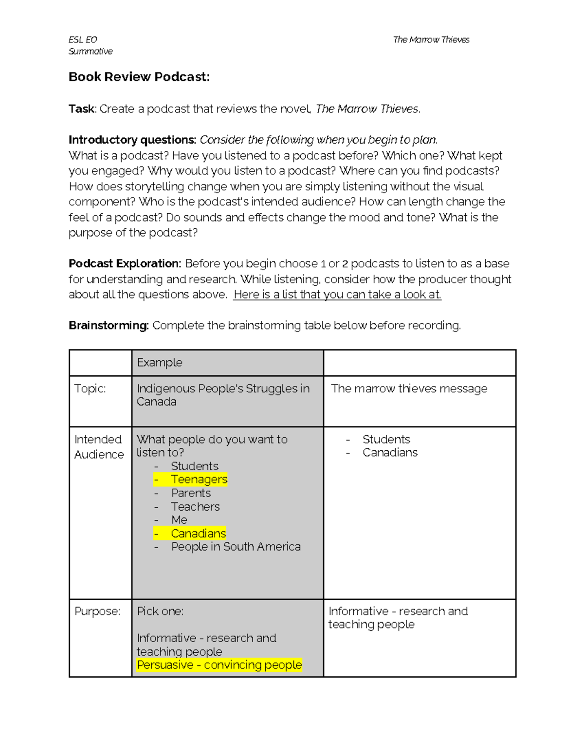 Summative Book Review Podcast - Summative Book Review Podcast: Task: Create a podcast that ...