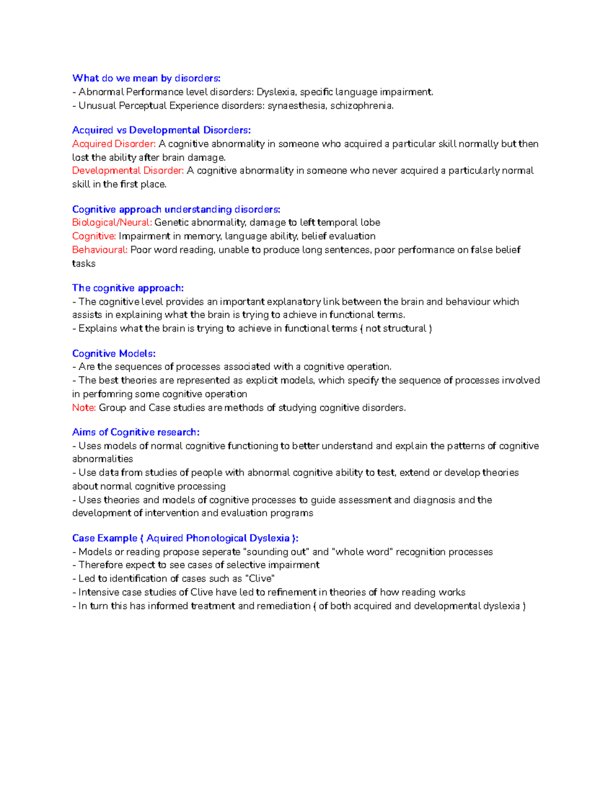 Week 1 Introduction Notes - What do we mean by disorders: Abnormal ...