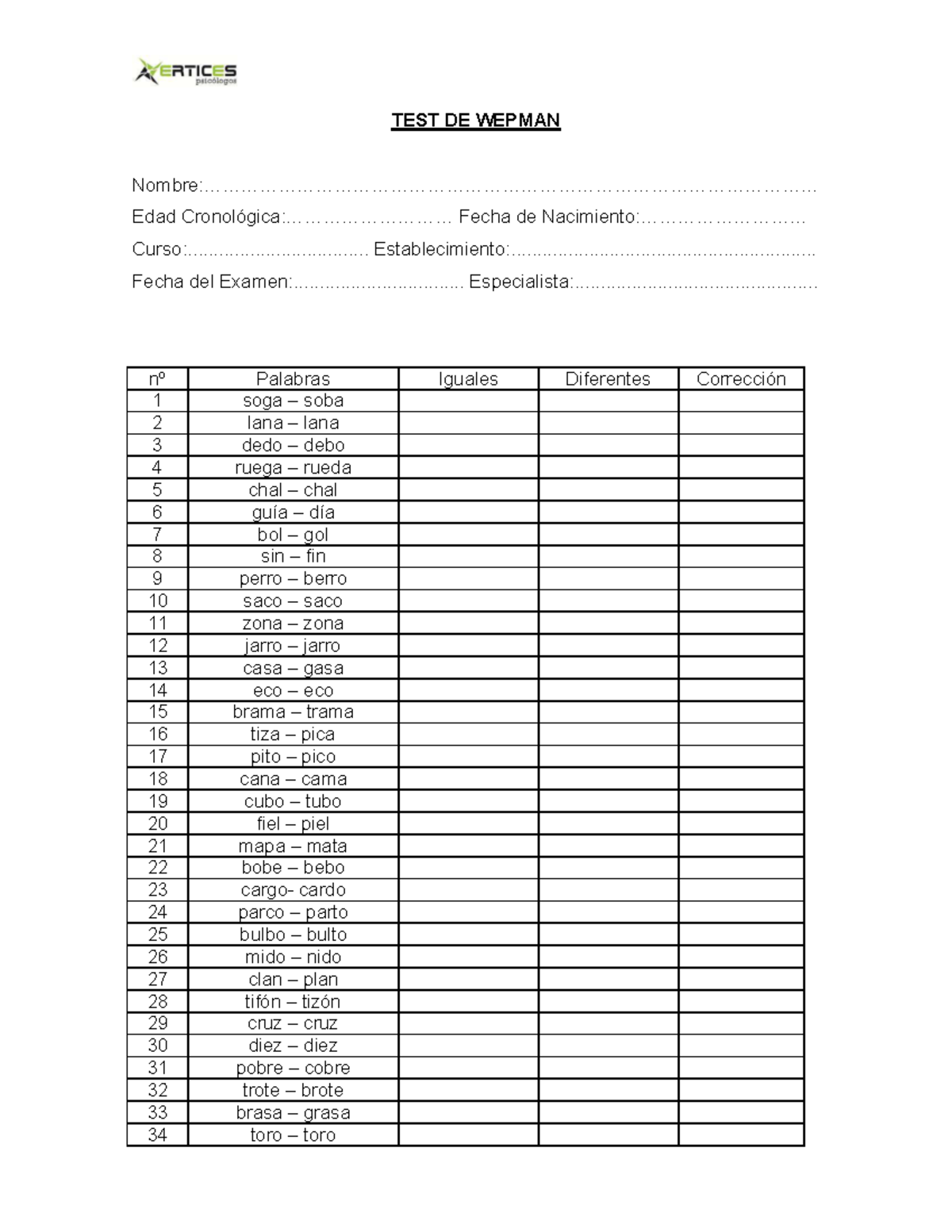 Test-de-wepman - TEST DE WEPMAN - Studocu