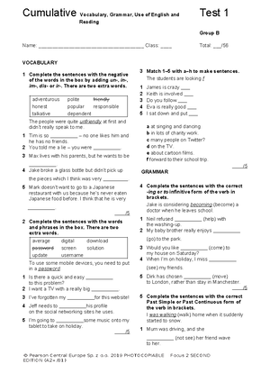 High Note 2 U1-4 Cumulative Test B - Cumulative test (units 1 – 4 ...