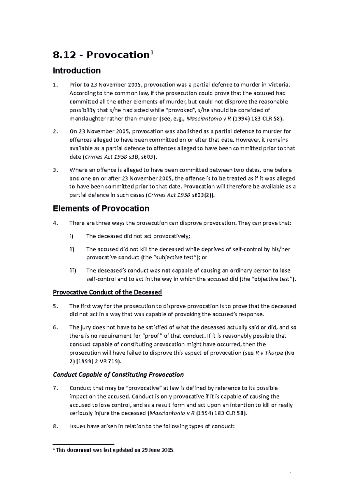 Provocation Notes - 8 - Provocation 1 Introduction Prior to 23 November ...