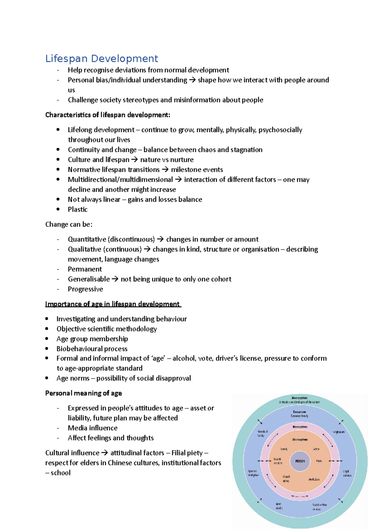 Lifespan Development - Lifespan Development - Help recognise deviations ...