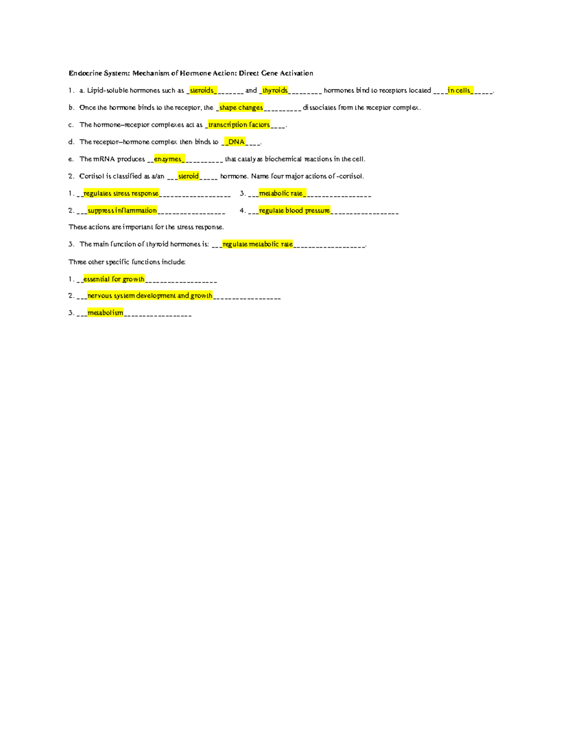Mechanism of hormone action Direct gene activation - Endocrine System ...