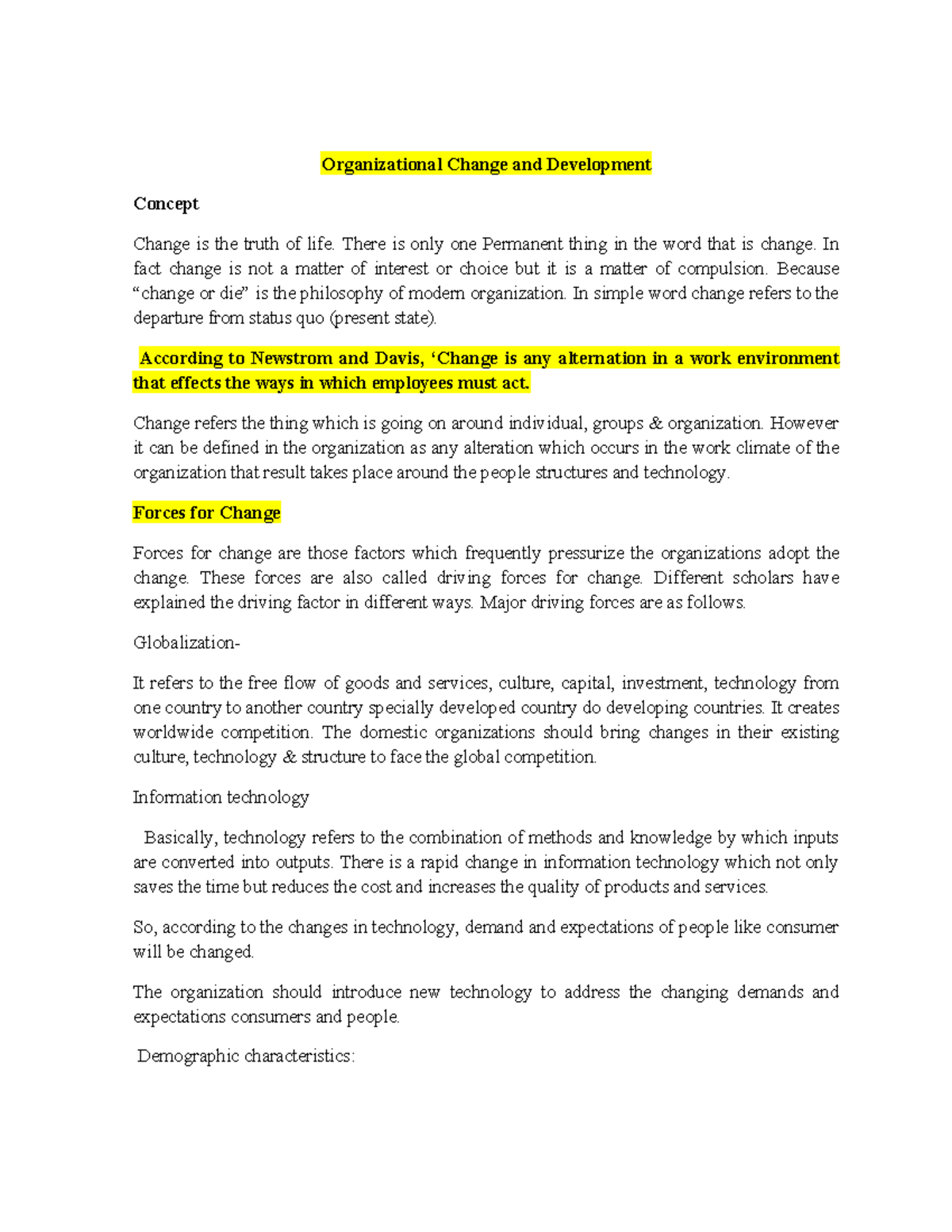 OB-change - Organizational Change and Development Concept Change is the ...