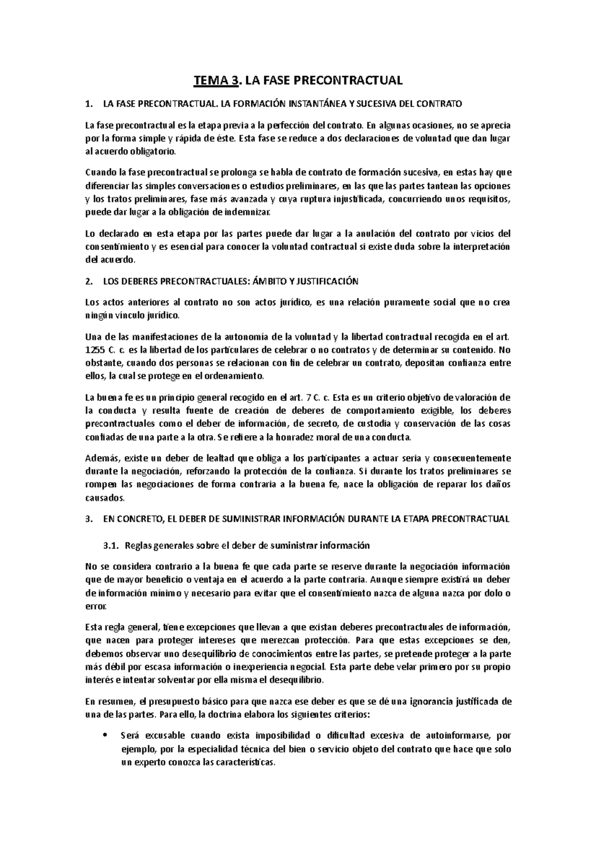 TEMA 3. La fase precontractual - TEMA 3. LA FASE PRECONTRACTUAL 1. LA FASE PRECONTRACTUAL. LA ...