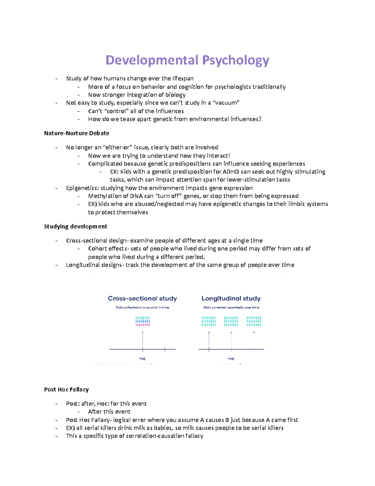 Developmental Psychology- unit 3 - Developmental Psychology Study of ...