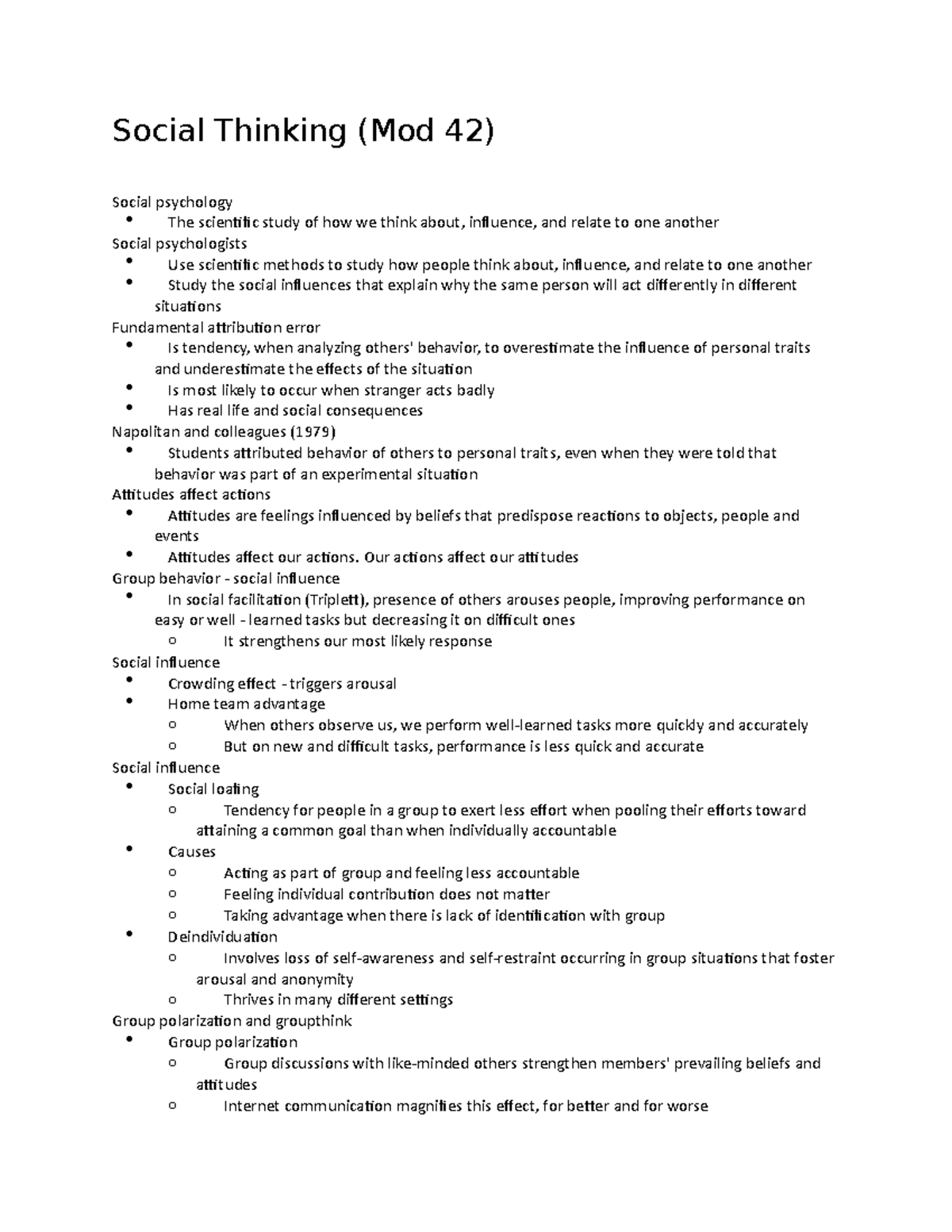 Social Thinking - Our actions affect our attitudes Group behavior ...