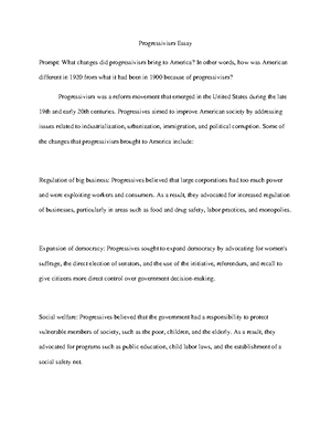 The Progressive Era Analysis Essay - The Progressive movement was ...