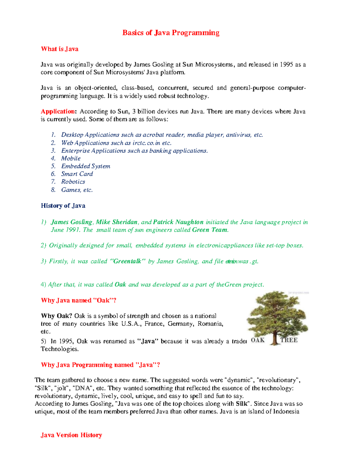 Kca 202 Oop Unit 1 240429 111726 Basics Of Java Programming What Is Java Java Was Originally