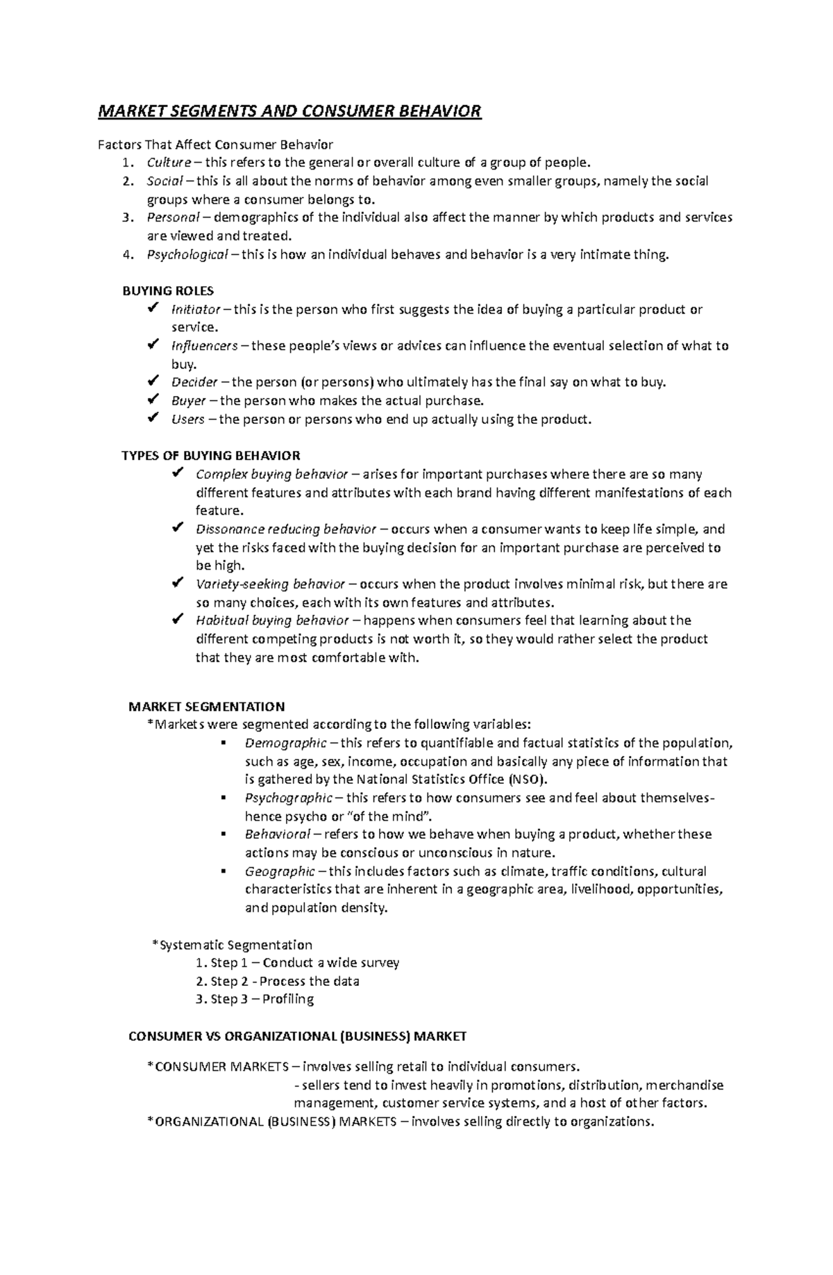 4 Principles of Marketing - MARKET SEGMENTS AND CONSUMER BEHAVIOR ...