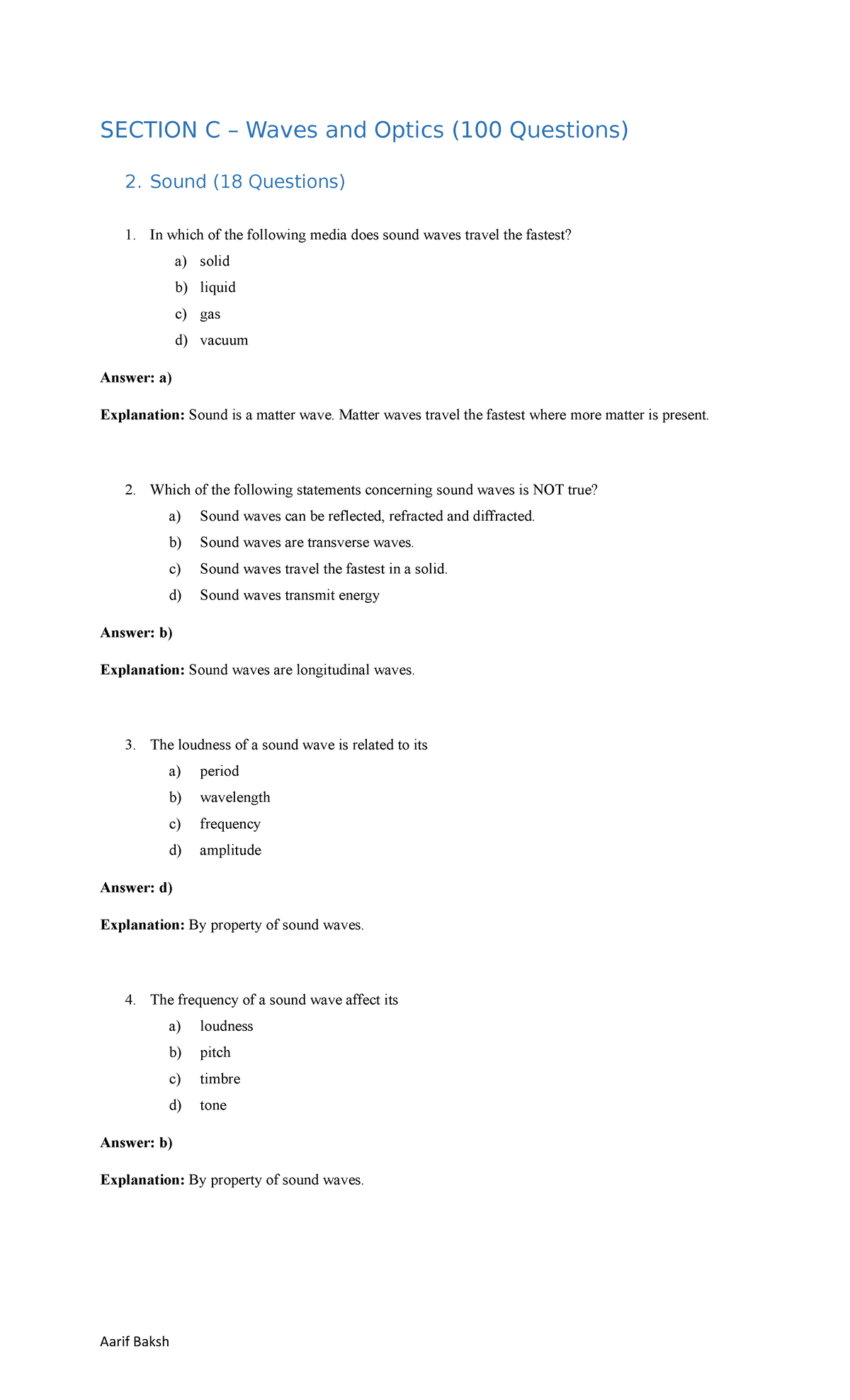 Physics C3 - Practice questions and answers on Waves and Optics ...