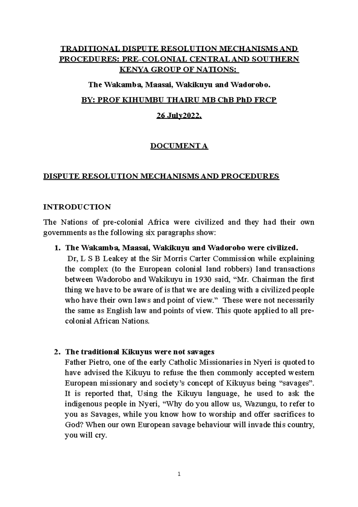 Traditional Dispute Resolution Mechanisms AND Procedures DOC A Final ...