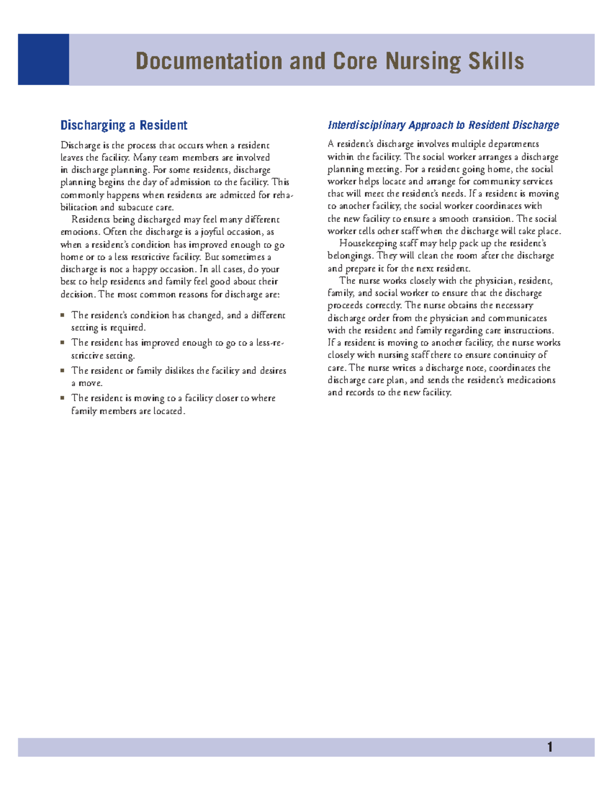 Discharging a patient - Helpful reading - Discharging a Resident ...