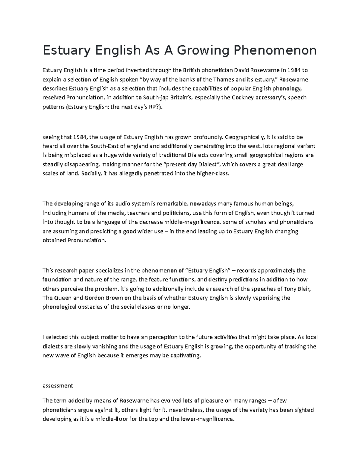 Estuary English As A Growing Phenomenon - ” Rosewarne describes Estuary ...