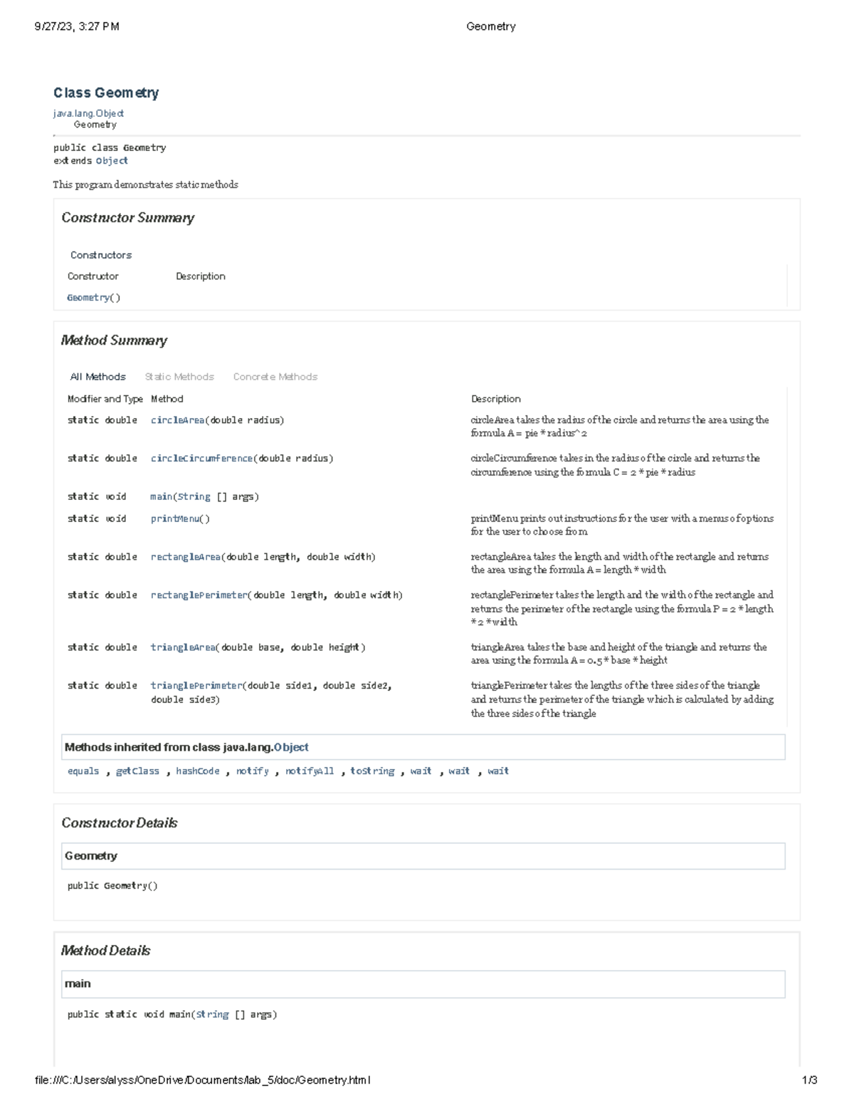 Lab 5: Geometry - 9/27/23, 3:27 PM Geometry - Studocu