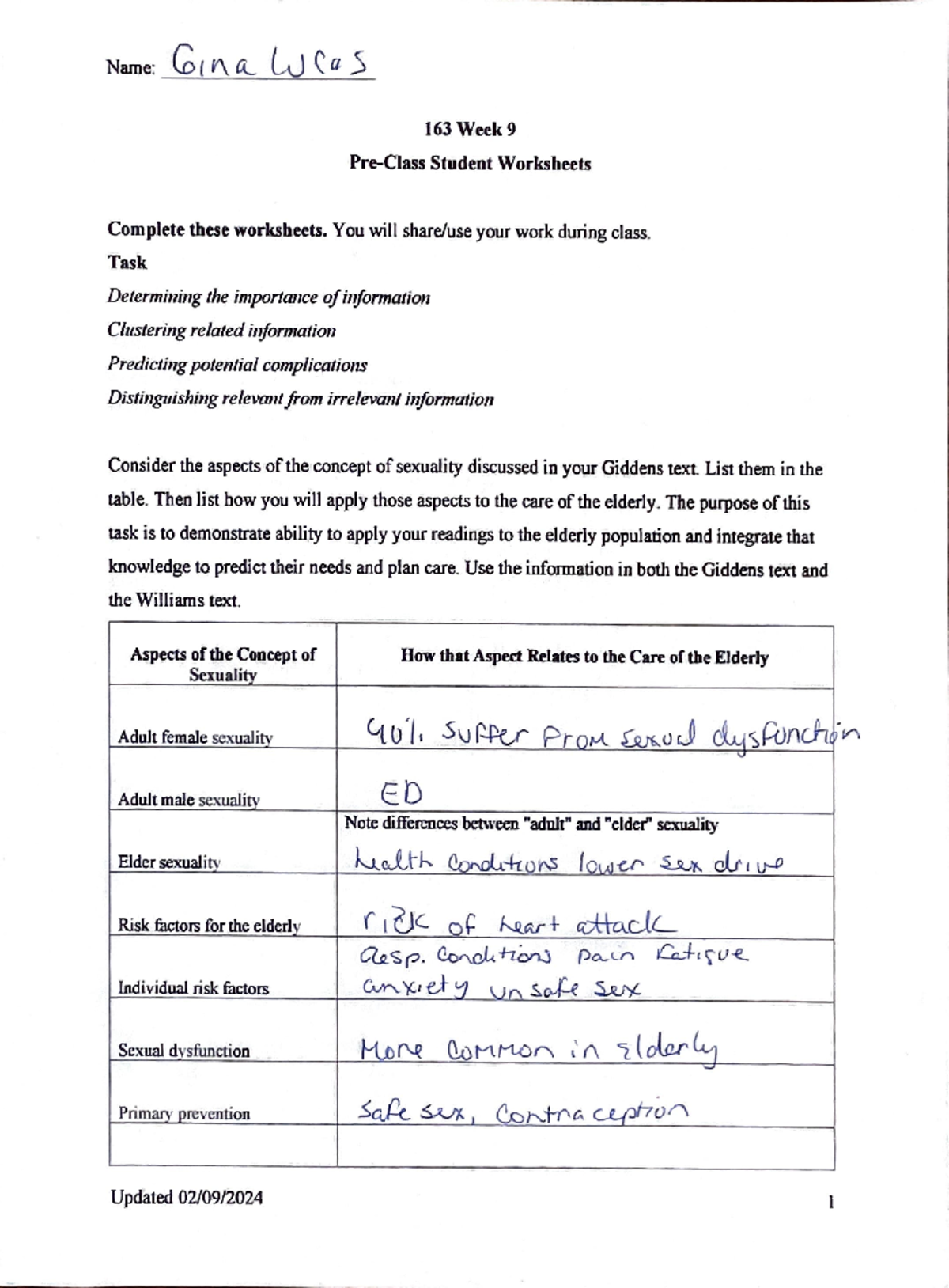 163 week 9 - HOMEWORK - ####### Name: G(f\ a._ LJ \ a 5 163 Week 9 Pre ...