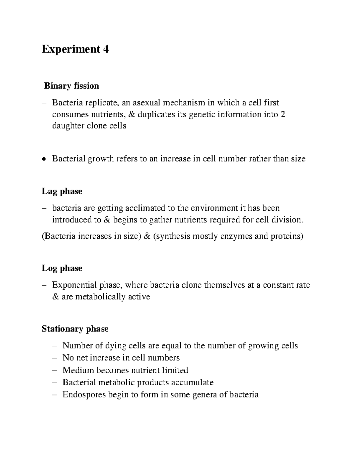 Experiment 4 & 7 - Experiment 4 Binary fission − Bacteria replicate, an ...