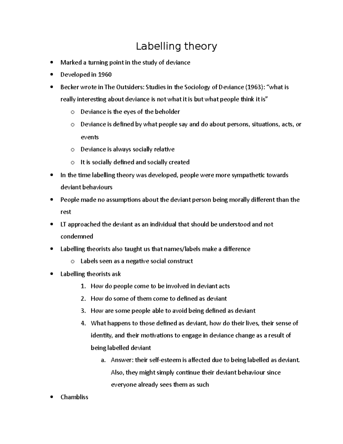 Labelling theory - Labeling theorists, Becker, Lemert, Tannenbaum ...