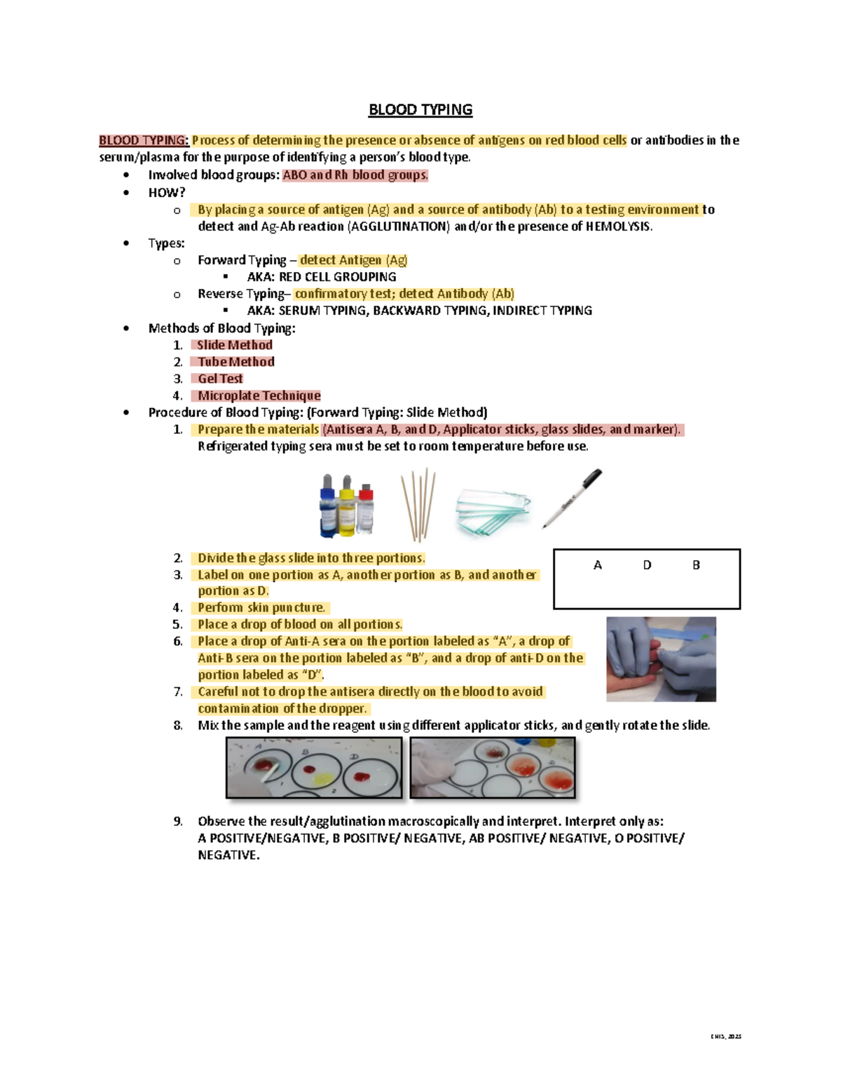 Blood- Typing copy - lecture notes - KNFS, 2023 BLOOD TYPING BLOOD ...
