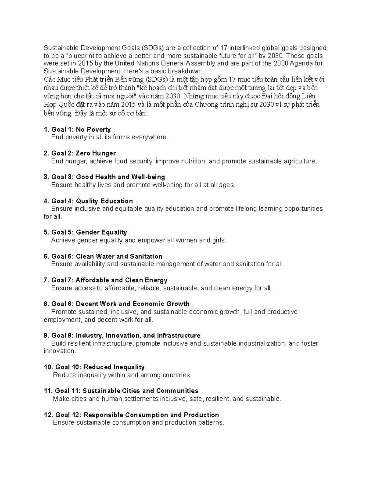 Sustainable Development Goals - These goals were set in 2015 by the ...