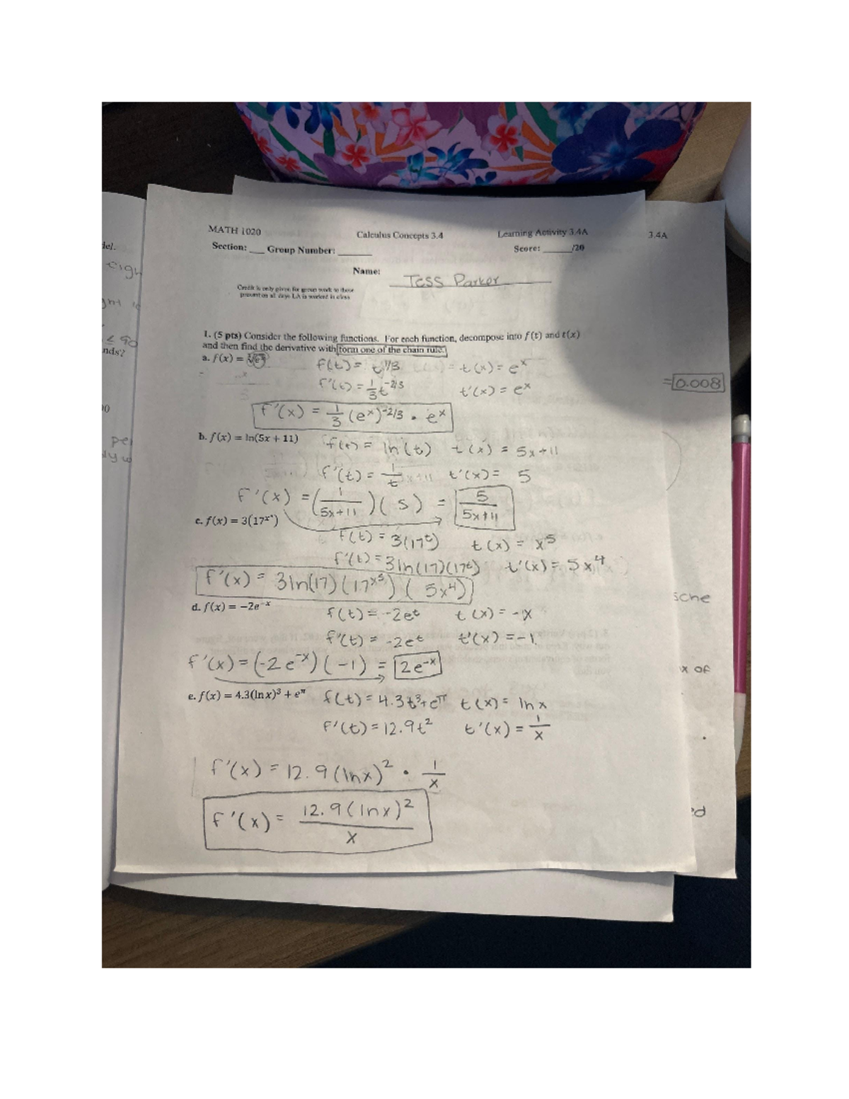 3.4 LA - notes - MATH 1020 Calculus Concepts 3 Learning Activity 3 3 ...