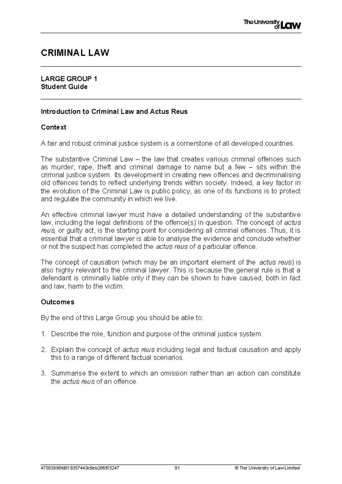 Student guide - CRIMINAL LAW LARGE GROUP 1 Student Guide Introduction ...