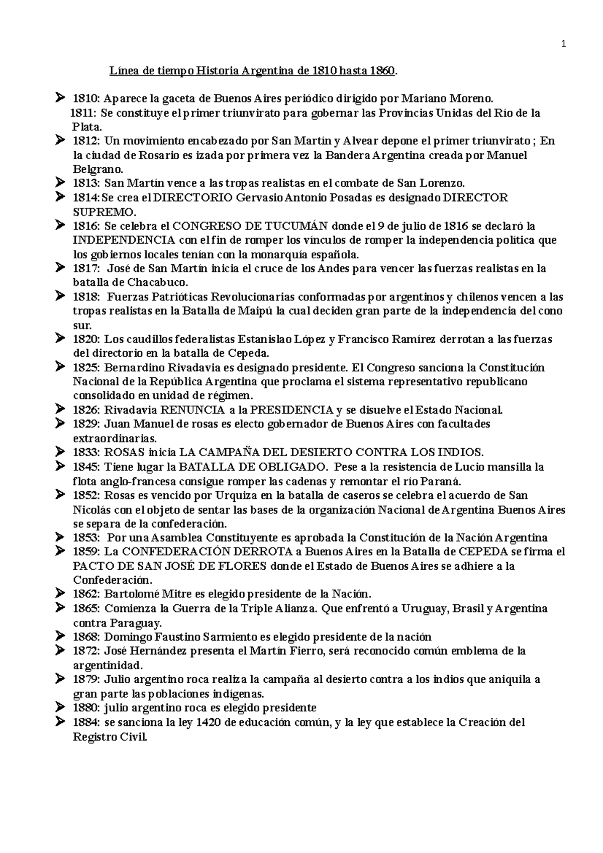Linea DE Tiempo Hitoria DE Argentina Desde EL 1810 Hasta EL 1860 ...