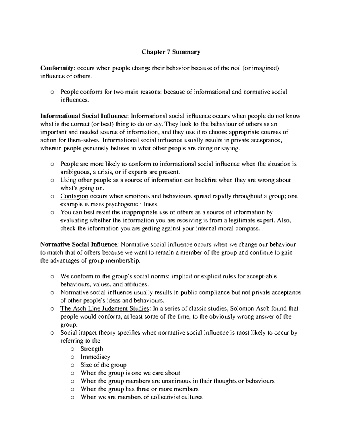 Ch. 7 Summary - CHAPTER 7 SUMARRY - Chapter 7 Summary Conformity ...