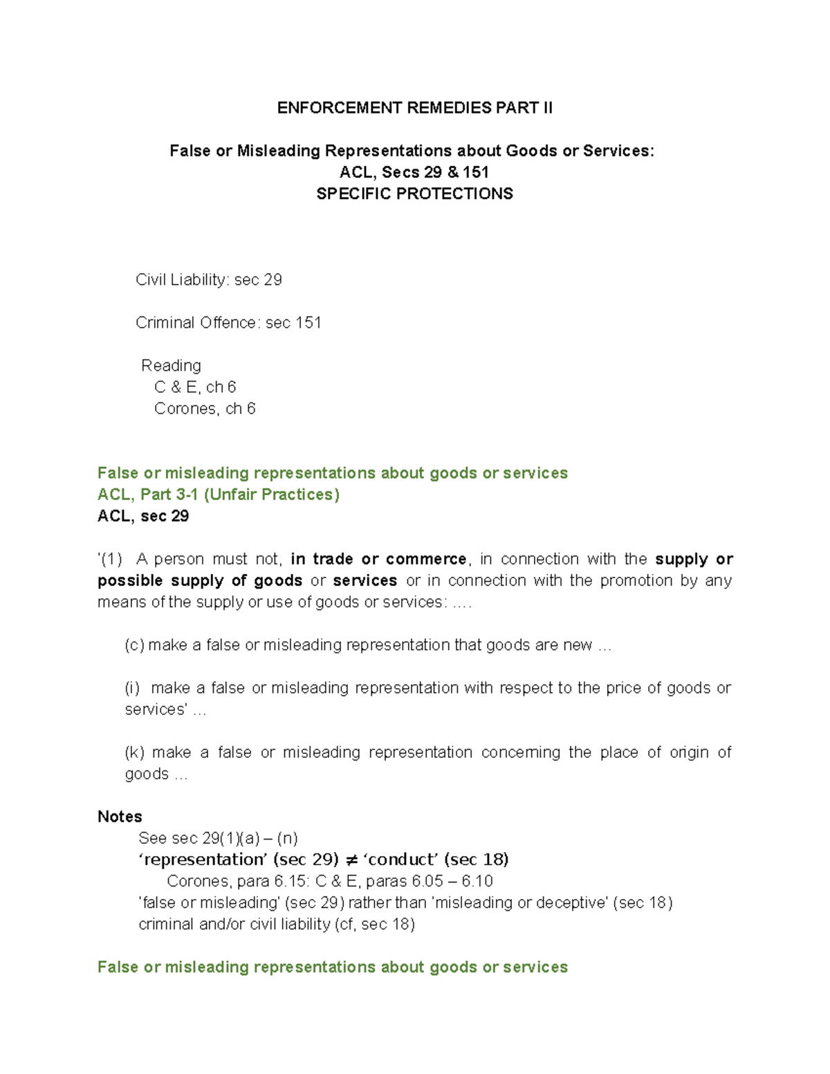 Enforcement Remedies PART II - ENFORCEMENT REMEDIES PART II False or ...