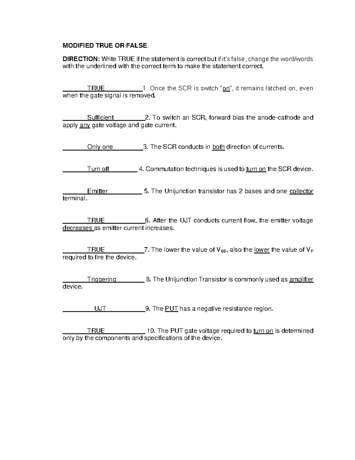 Modified TRUE OR False activity with answers - MODIFIED TRUE OR FALSE ...