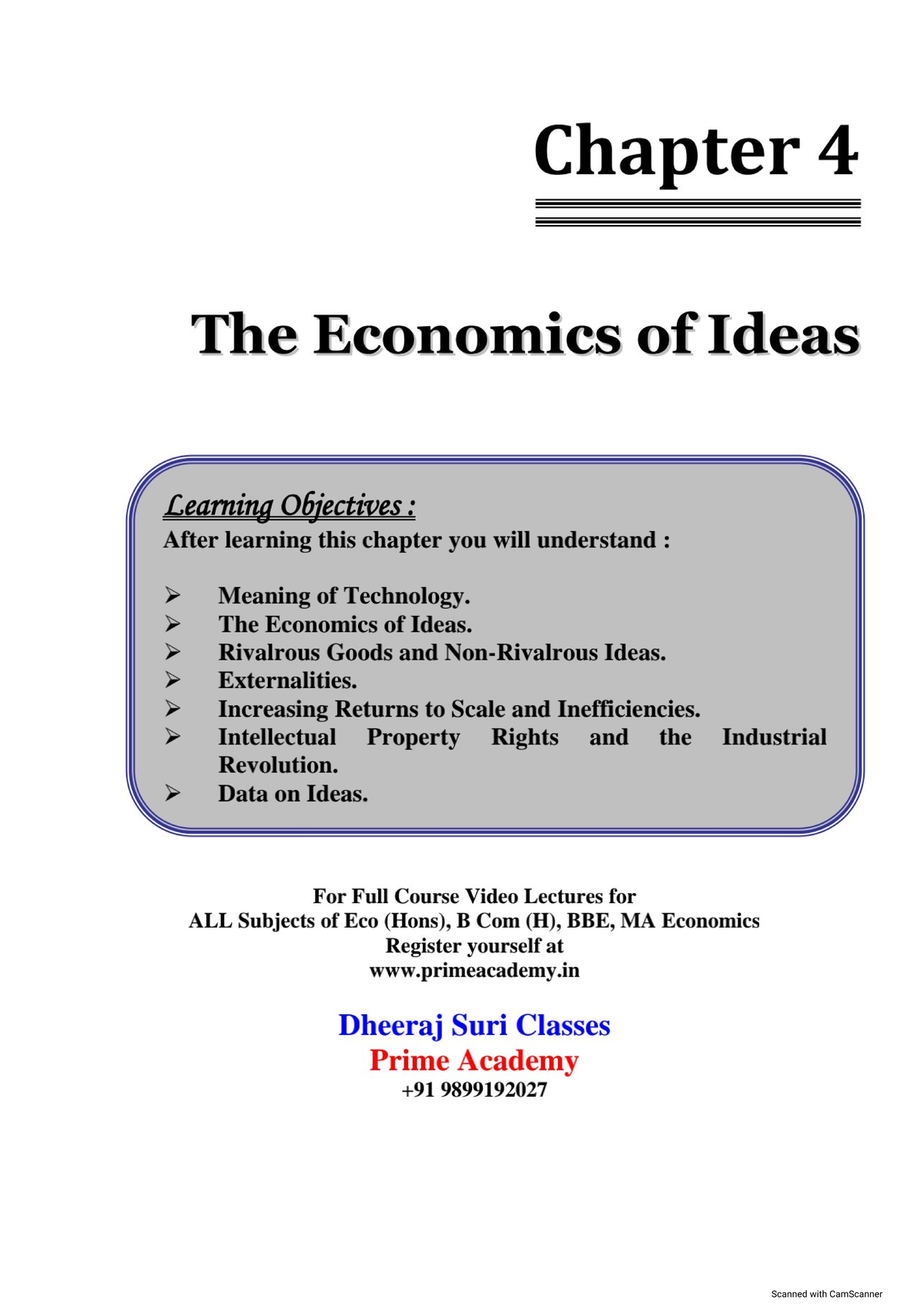 Chapter 4 Economics of Ideas - B.A. Economics (Hons.) - Studocu