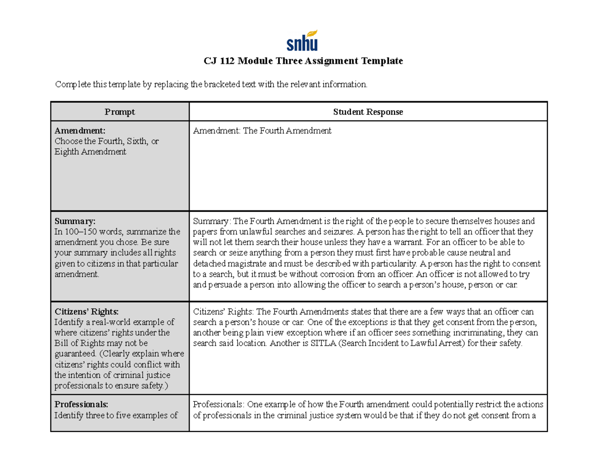 CJ 112 Module Three Assignment Template - CJ 112 Module Three Assignment Template Complete this ...