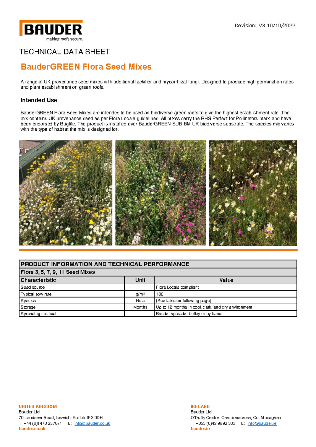 Bauder Green Flora Seed Mix Range Technical Data Sheet - TECHNICAL DATA ...