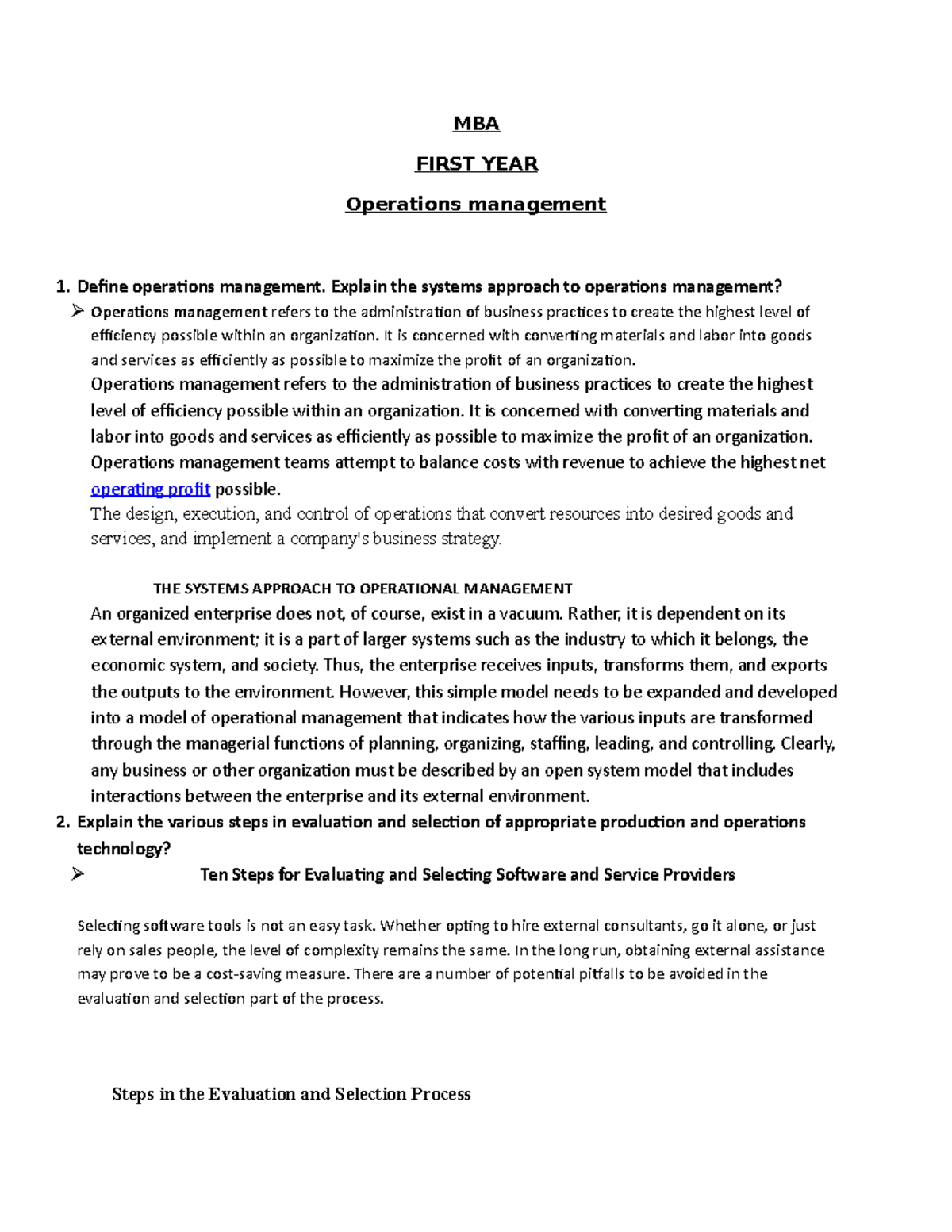 Operations Management - Explain the systems approach to operations ...