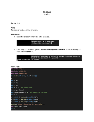 Sum Reduction OpenMP - PDC LAB LAB 4 Muskaan V 19BCE Ex. No: 4. Aim ...