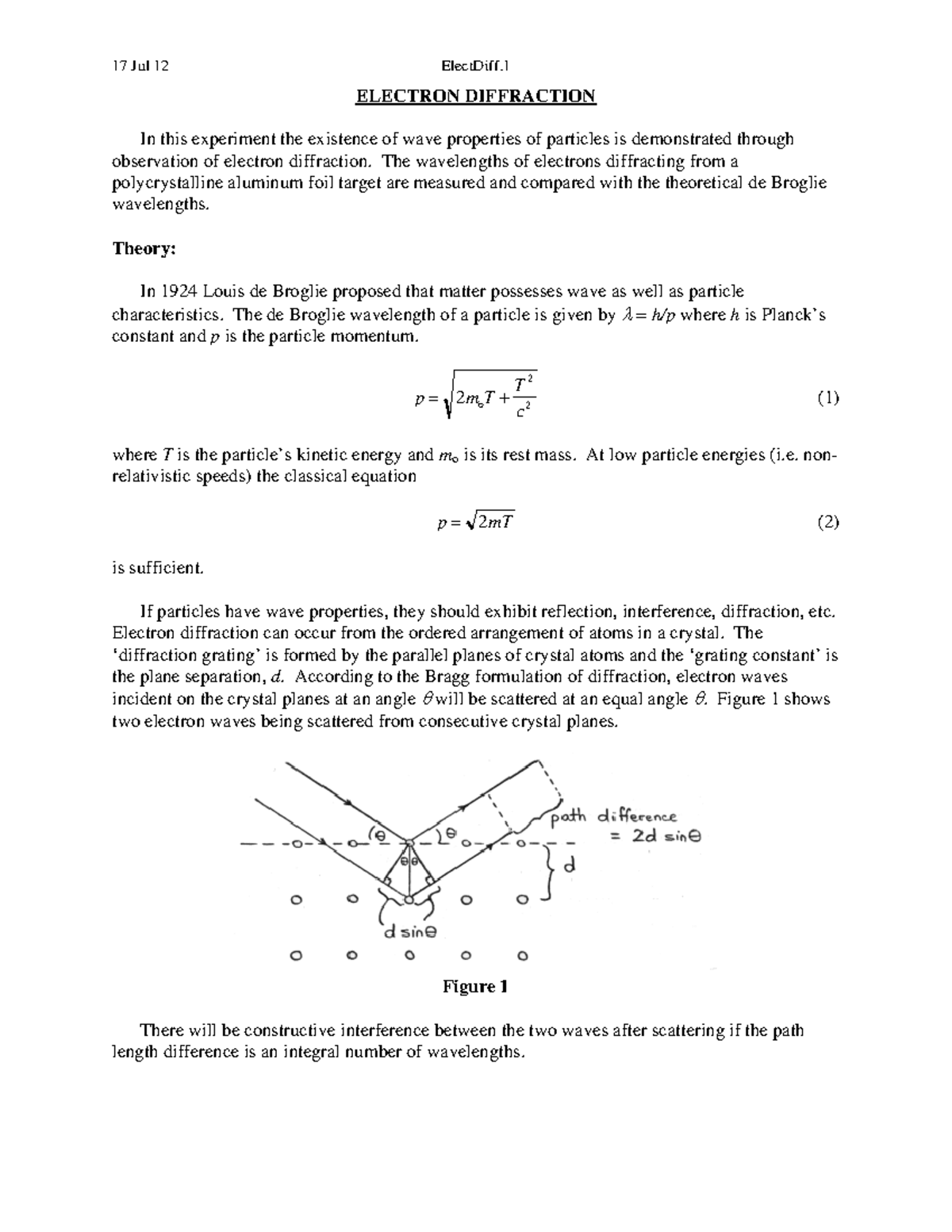Practical - Electron diffraction - x ray spectra (1 - 6 practicals ...