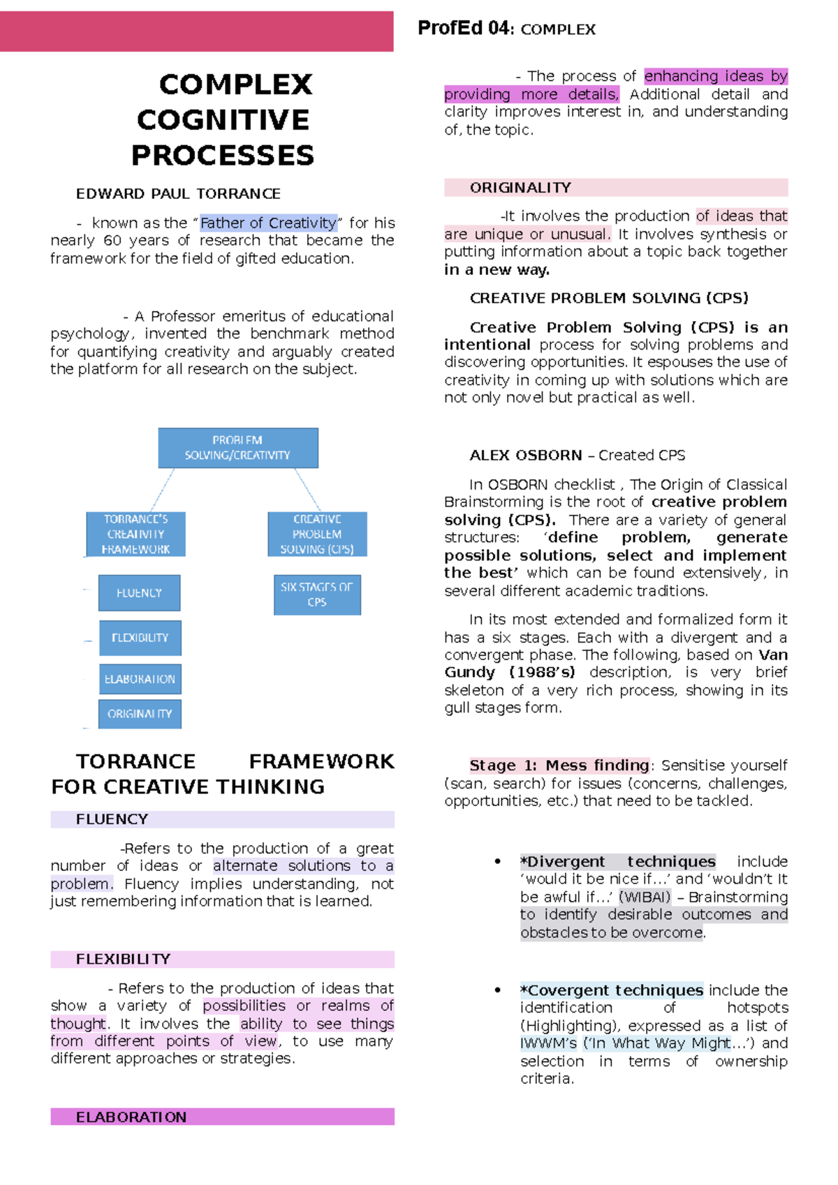 Problem- Solving - COMPLEX COGNITIVE PROCESSES EDWARD PAUL TORRANCE ...