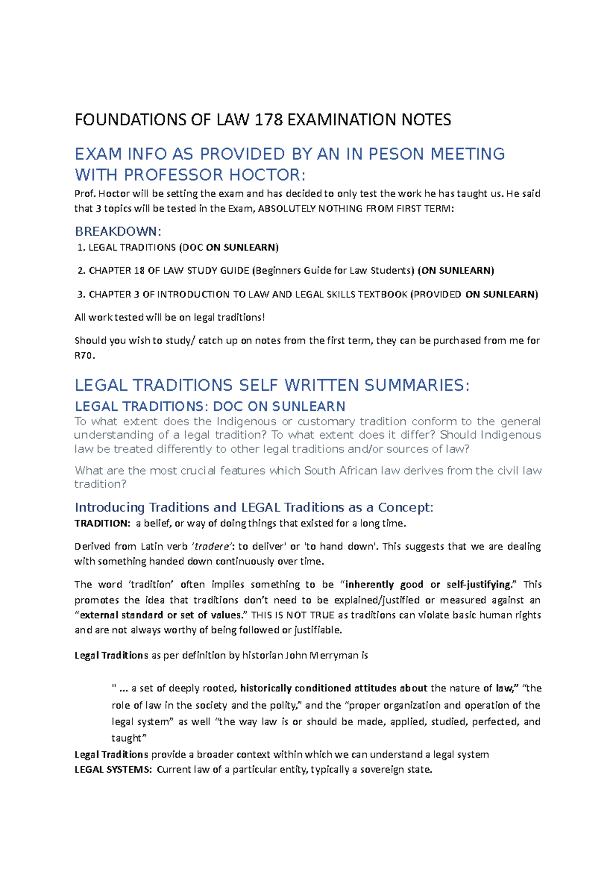 Foundations OF LAW TERM 2 Semester 1 EXAM Notes - FOUNDATIONS OF LAW ...