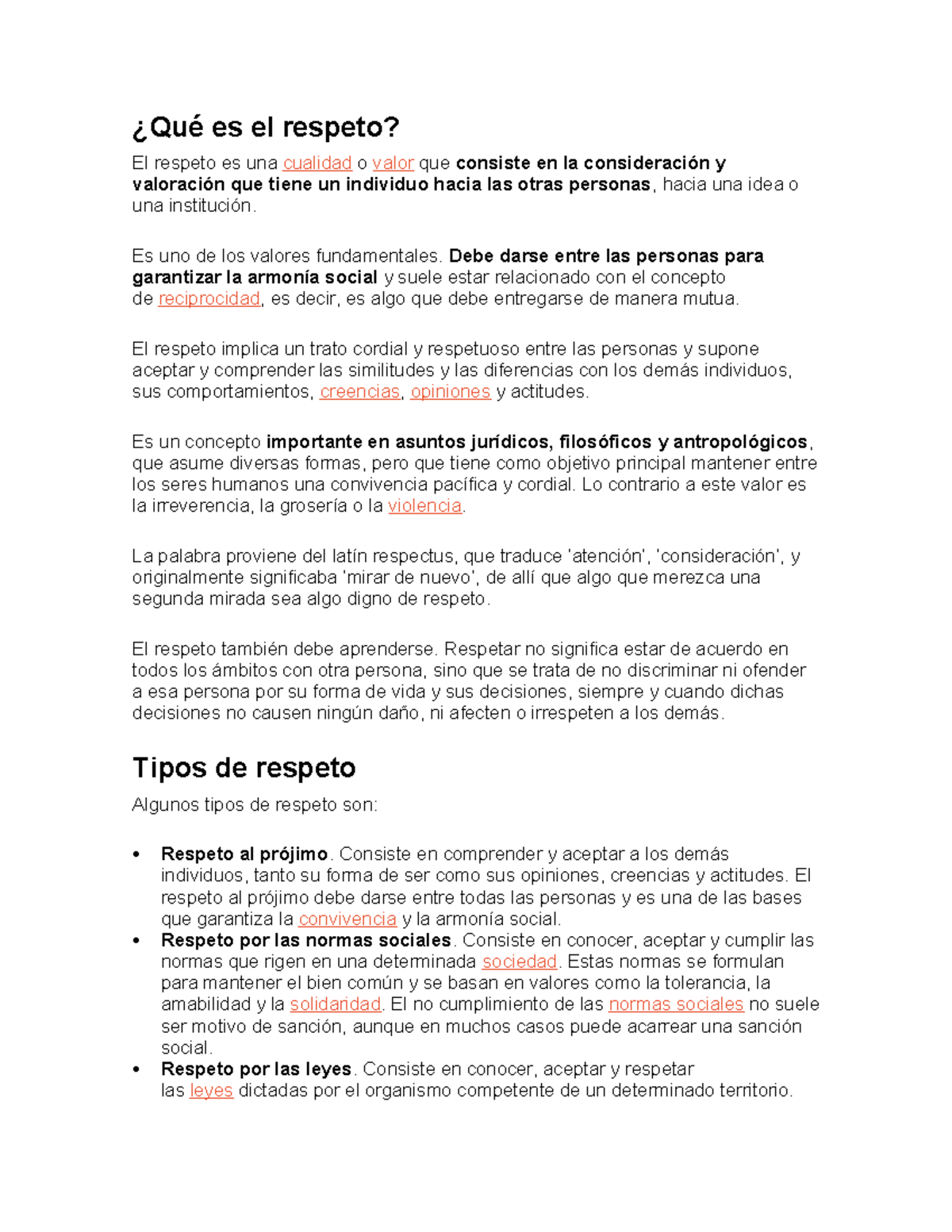 Qué es - interesante - ¿Qué es el respeto? El respeto es una cualidad o valor que consiste en la ...