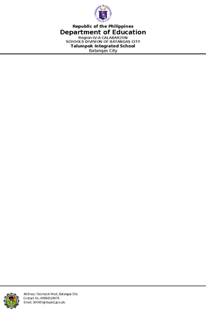 COT1 PLAN - CLASS OBSERVATION TOOL - DAILY LESSON LOG IN T.L. School ...