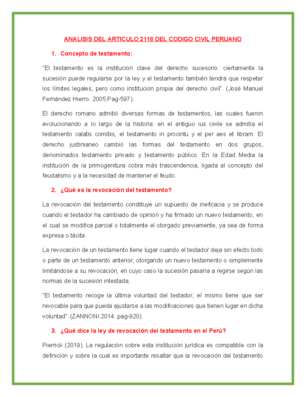 Analisis DEL Articulo 2118 DEL Codigo Civil Peruano - ANALISIS DEL ...